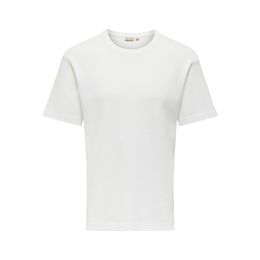 Only & Sons T-Shirt ONLY & SONS "ONSTOBIE REG SS TEE NOOS", Herren, Gr. XL, hellwei&szlig;, Jersey, Obermaterial: 60% Baumwolle, 40% Polyester, unifarben, regular fit normal, Rundhals, Shirts T-Shirt, Topseller