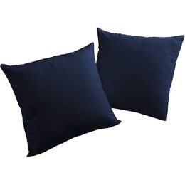 Dekokissen WIRTH "Newbury" Gr. 9, blau (dunkelblau, unifarben), B:40cm L:60cm, Baumwolle, Polyester, Dekokissen_Sitzkissen_Kissenh&uuml;llen, Dekokissen, Kissenh&uuml;lle ohne F&uuml;llung, 2 St&uuml;ck