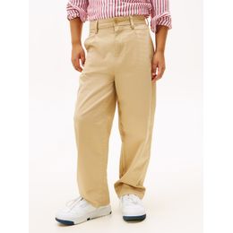 Chinohose Tommy Hilfiger "PLEATED CHINO PANT", Jungen, Gr. 12 (152), N-Gr, gold (gentle gold), Web, Obermaterial: 96% Baumwolle, 4% Elasthan, unifarben, regular fit lang, Hosen Chinohose, f&uuml;r Kinder bis 16 Jahre, mit Bundfalten