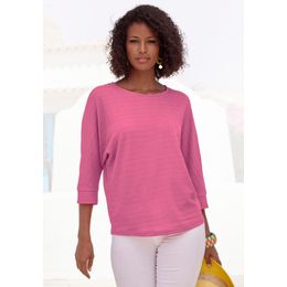 3/4-Arm-Shirt Vivance "aus b&uuml;gelfreier Cr&ecirc;pe-Qualit&auml;t", Damen, Gr. 48/50, pink, Cr&ecirc;pe, Obermaterial: 98% Polyester, 2% Elasthan, unifarben, l&auml;ssig geschnitten normal, Rundhals, Fledermaus&auml;rmel breiter Bund, Shirts 3/4-Arm-Shirt, Topseller