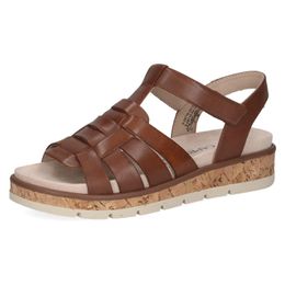 Keilsandalette Caprice, Damen, Gr. 39, braun (cognac), Nappaleder, Schuhe Keilsandalette, Sommerschuh, Bequemschuh im praktischem Klettverschluss