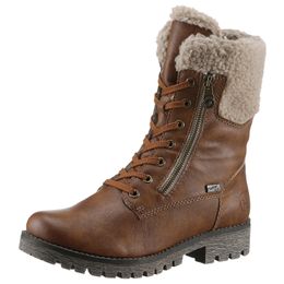 Winterstiefelette Rieker, Damen, Gr. 38, braun (braun, beige), Lederimitat, Textil, Schuhe Winterstiefelette, Schn&uuml;rboots, Blockabsatz - 150 Jahre Rieker Jubil&auml;umsartikel
