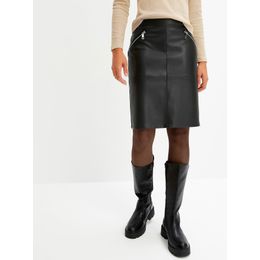 Lederimitatrock Inspirationen, Damen, Gr. 52, schwarz, 100% Polyester, unifarben, kurz, R&ouml;cke Lederimitatrock