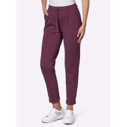 Jogger Pants Inspirationen, Damen, Gr. 42, Normalgr&ouml;&szlig;en, rot (burgund), 58% Viskose, 36% Polyamid, 6% Elasthan, unifarben, lang, Hosen Jogger Pants