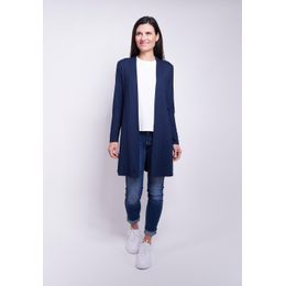 Cardigan Seidel Moden, Damen, Gr. 40, blau (navy), Jersey, Obermaterial: 95% Viskose, 5% Elasthan, unifarben, normal h&uuml;ftbedeckend, Rundhals, abgesteppt, Strickjacken Cardigan, ohne Verschluss und aus Viskose MADE IN GERMANY