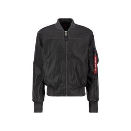 Bomberjacke Alpha Industries "MA-1 Faux Leather Vintage", Damen, Gr. 3XL, schwarz, Obermaterial: 100% Polyurethan, Futter: 100% Nylon, F&uuml;llung: 100% Polyester, Jacken Bomberjacke