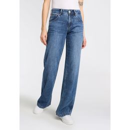 5-Pocket-Jeans Herrlicher "Edna Denim Light", Damen, Gr. 30, L&auml;nge 34, worn, Denim/Jeans, Obermaterial: 50% Baumwolle, 40% Lyocell, 10% Modal, Jeans 5-Pocket-Jeans, mit ausgestelltem Bein