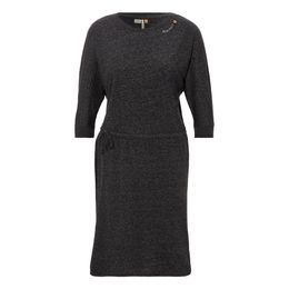Jerseykleid Ragwear "SHIMY", Damen, Gr. M (38), N-Gr, grau (dunkelgrau), Jersey, Obermaterial: 50% Polyester, 38% Baumwolle, 12% Viskose, unifarben, relaxed fit kniefrei, Rundhals, Kleider Jerseykleid, mit elastischer Taille und Kordelzug