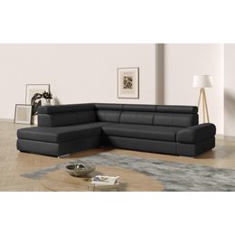 Sit & More Ecksofa SIT & MORE "Broadway L-Form", schwarz, B:270cm H:79cm T:213cm, Sofas, Ecksofa, mit verstellbaren Kopfteilen, wahlweise mit Bettfunktion