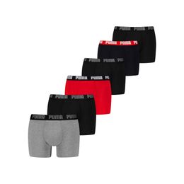 Boxershorts Puma "Puma MEN EVERYDAY BOXER 6P ECOM", Herren, Gr. M, grau (grau, bunt), Single Jersey, Obermaterial: 95% Baumwolle, 5% Elasthan, unifarben, eng, Unterhosen Boxershorts, Elastischer Logobund, Stretchmaterial, ohne Eingriff