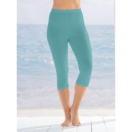 Caprileggings, Damen, Gr. 48, Normalgr&ouml;&szlig;en, blau (t&uuml;rkis), 95% Baumwolle, 5% Elasthan, unifarben, knielang, Hosen Caprileggings
