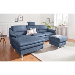Sit & More Ecksofa SIT & MORE "Cardoso L-Form", blau, B:264cm H:90cm T:162cm, Luxus-Microfaser 2 (100% Polyester);Luxus-Microfaser ALTARA NUBUCK (100% Polyester);Luxus-Microfaser 1 (100% Polyester), Sofas, Ecksofa, mit Federkern, wahlweise mit Bettfunktion