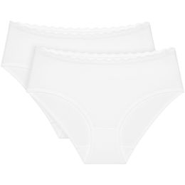 Midislip Triumph "Feel Of Cotton", Damen, Gr. 46, wei&szlig;, Microtouch, Obermaterial: 86% Polyamid, 14% Elasthan, unifarben, k&ouml;rpernah, Unterhosen Midislip, weich, ohne Seitennaht, schmales Spitzenband