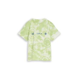 T-Shirt Tom Tailor, Jungen, Gr. 128/134, light gr&uuml;n wei&szlig; tie dye, Jersey, Obermaterial: 100% Baumwolle, bedruckt, oversize normal, Rundhals, gerader Abschluss, Shirts T-Shirt, mit Tie-Dye Muster