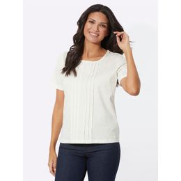 T-Shirt Classic Basics "Kurzarm-Shirt", Damen, Gr. 44, beige (ecru), 100% Baumwolle, unifarben, Rundhals, Shirts T-Shirt