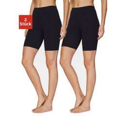 Radlerhose Vivance ACTIVE, Damen, Gr. 48/50, N-Gr, schwarz (2x schwarz), Single Jersey, Obermaterial: 95% Baumwolle, 5% Elasthan, unifarben, Basic, figurbetont ca. Mitte Oberschenkel, Hosen Radlerhose, mit Gummibund, Loungewear, Topseller
