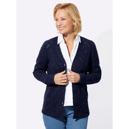 Strickjacke Classic Basics, Damen, Gr. 48, blau (marine, meliert), 75% Polyacryl, 20% Polyester, 5% Polyamid, meliert, Strickjacken Strickjacke