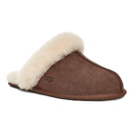 UGG Australia Hausschuh UGG "Scuffette II", Damen, Gr. 5 (36), braun (espresso wei&szlig;), Lammfell, Veloursleder, Schuhe Hausschuh, Homeslippers, Hausschuh mit kuscheligem Fellimitat-Kragen