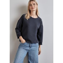 3/4-Arm-Shirt Street One, Damen, Gr. 34, blau (night sky blau), Jersey, Obermaterial: 46% Modal, 46% Polyester, 8% Elasthan, unifarben, bequem h&uuml;ftbedeckend, Rundhals, Shirts 3/4-Arm-Shirt, im Silk Look