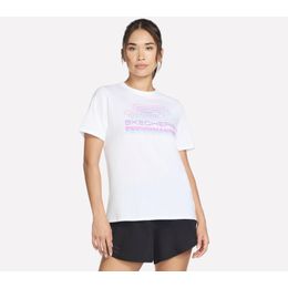 Funktionsshirt Skechers "VELOCITY TEE", Damen, Gr. XS (34), wei&szlig; (hellwei&szlig;), Obermaterial: 52% Baumwolle, 48% Polyester, Shirts Funktionsshirt