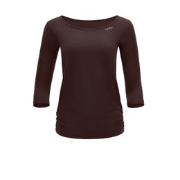 3/4-Arm-Shirt WINSHAPE "AET139LS", Damen, Gr. S, espresso, 85% Polyester, 15% Elasthan, R&uuml;ckenausschnitt, Shirts 3/4-Arm-Shirt, Functional Light and Soft