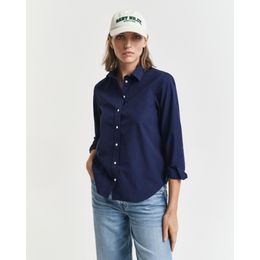 Langarmbluse Gant "REG POPLIN SHIRT", Damen, Gr. 44, blau (classic blau), Web, Obermaterial: 100% Baumwolle, regular fit, Blusen Langarmbluse