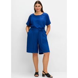 Bermudas sheego, Damen, Gr. 56, Normalgr&ouml;&szlig;en, blau (blaubeere), 56% Viskose, 43% Polyester, 1% Elasthan, unifarben, Hosen Bermudas