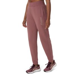 Laufhose asics "asics LOGO SWEATPANT", Damen, Gr. L, N-Gr, rubble rot, Obermaterial: 88% Baumwolle, 12% Polyester. Bluseneinsatz: 88% Baumwolle, 12% Polyester. Futter: 88% Baumwolle, 12% Polyester. Miedereinsatz: 88% Baumwolle, 12% Polyester, Hosen Laufhose