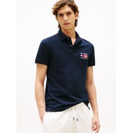 Poloshirt Tommy Hilfiger "HILFIGER FLAG REG POLO", Herren, Gr. M, blau (desert sky), Jersey, Obermaterial: 96% Baumwolle, 4% Elasthan, regular fit, Shirts Poloshirt