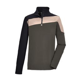 Langarmshirt Killtec "KSW 259 MN LS SHRT", Herren, Gr. XL, stein, Obermaterial: 69% Polyester, 31% Elasthan, Shirts Langarmshirt, Warmhaltendes Funktionsshirt mit Rei&szlig;verschluss und Kinnschutz