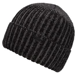 Beanie Chillouts "Stan Hat", Herren, schwarz, Strick, Kunstfaser, meliert, unifarben, M&uuml;tzen Beanie, mit robustem Strickmuster