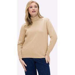 Rollkragenpullover Casual Looks "Pullover", Damen, Gr. 36, beige, 100% Baumwolle, unifarben, figurumspielend, Pullover Rollkragenpullover