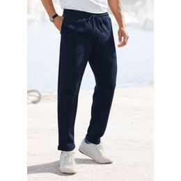 Jogger Pants John Devin "Jogg Pants", Herren, Gr. S (44/46), N-Gr, blau (navy), Stoff, Obermaterial: 83% Polyester, 13% Viskose, 4% Elasthan, unifarben, bequem lang, Hosen Jogger Pants, Umschlag am Beinabschluss, aus elastischer Piqu&eacute;-Qualit&auml;t