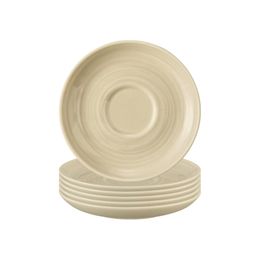 Untertasse Seltmann Weiden "Teeuntertassen Terra &oslash; 13,5 cm 6er Set", beige (sandbeige), B:13,5cm H:2cm L:13,5cm &Oslash;:13,5cm, Speiseteller, Untertasse, Sp&uuml;lmaschinenfest, Mikrowellensicher, Ofenfest