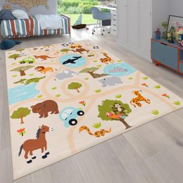 Kinderteppich Paco Home "Bino 580", bunt (mehrfarbig), B:80cm H:4mm L:150cm, Polyester, Teppiche, Kinderteppich, Spielteppich, Motiv Stra&szlig;e & Autos, Kinderzimmer