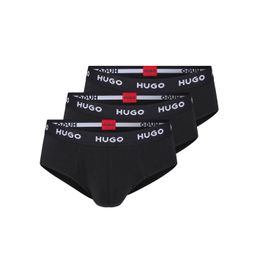 H&uuml;ftslip HUGO UNDERWEAR "HIPBRIEF TRIPLETPACK", Herren, Gr. S, schwarz (schwarz 001), Jersey, Obermaterial: 95% Baumwolle, 5% Elasthan, unifarben, k&ouml;rpernah, Unterhosen H&uuml;ftslip, mit modischem HUGO Logo-Elastikbund