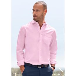 H.I.S. Langarmhemd H.I.S, Herren, Gr. XXL (45/46), N-Gr, rosa, Web, Obermaterial: 100% Baumwolle, unifarben, regular fit, Rundhals, Manschette, Hemden Langarmhemd, mit Kentkragen, Oxford-Qualit&auml;t aus reiner Baumwolle, Topseller