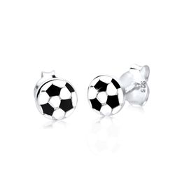 Paar Ohrstecker Elli "Ohrringe Fu&szlig;ball WM Emaille EM Sport Meisterschaft Silber", schwarz, Ohrringe, Damen, ohne Stein, Silber 925 (Sterlingsilber), Paar Ohrstecker