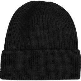 Beanie Capelli New York, Damen, schwarz, Strick, Materialmix, unifarben, M&uuml;tzen Beanie, Rippstrick, Wollanteil, w&auml;rmend