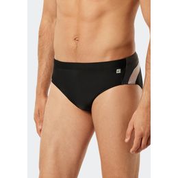 Badeslip Schiesser "Nautical Active", Herren, Gr. 4, N-Gr, schwarz (000, schwarz), Gewirkt, Obermaterial: 82% Polyamid, 18% Elasthan, Badehosen Badeslip, mit komfortablem Innenslip, Bindekordel