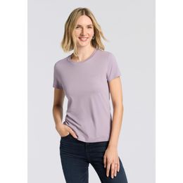 T-Shirt BOSS Orange "Esogo Premium Damenmode", Damen, Gr. L (40), lila (light, pastel lila 534), Single Jersey, Obermaterial: 100% Baumwolle, unifarben, regular fit, Rundhals, abgesteppte Kante, Shirts T-Shirt, mit Rundhals, Strassapplikation
