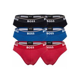 Slip BOSS "Slip Briefs 3P Power 6er Pack", Herren, Gr. L, bunt (rot, blau, schwarz), Obermaterial: 95% Baumwolle CO. 5% Elasthan EL., Unterhosen Slip
