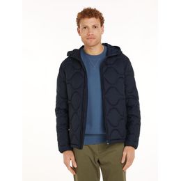 Steppjacke Tommy Hilfiger "ONION QUILTED HOODED JACKET", Herren, Gr. S, blau (desert sky), Web, Obermaterial: 100% Polyamid. Futter: 100% Polyester. Wattierung: 100% Polyester, Jacken Steppjacke, Mit Zwiebelsteppung