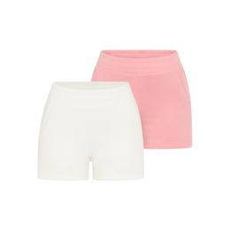 Sweatshorts Flashlights, Damen, Gr. 38, N-Gr, rosenholz, wei&szlig;, angeraute Sweatware, Obermaterial: 60% Baumwolle, 40% Polyester, unifarben, Basic, Hosen Sweatshorts, aus angerauter Sweatware, aus Baumwolle und Polyester