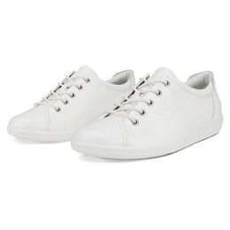 Sneaker Ecco "Soft 2.0", Damen, Gr. 42, silber (wei&szlig;, silberfarben), Leder, Schuhe Sneaker, Freizeitschuh, Halbschuh, Schn&uuml;rschuh mit Retro-Shilouette