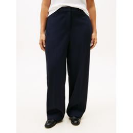 Anzughose Tommy Hilfiger Curve "CRV PUNTO RLXD STRAIGHT PANT", Damen, Gr. 54, N-Gr, blau (schwarz night navy), Web, Obermaterial: 68% Polyester, 28% Viskose, 4% Elasthan, unifarben, relaxed fit, Hosen Anzughose, in gro&szlig;en Gr&ouml;&szlig;en