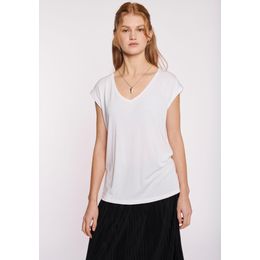 Haily's T-Shirt HAILY&rsquo;S "SS M TP Pi44per", Damen, Gr. S, wei&szlig;, Jersey, Obermaterial: 65% Modal, 35% Polyester, unifarben, normal normal, V-Ausschnitt, Shirts T-Shirt
