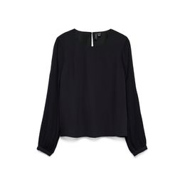 V&eacute;ro Moda Blusenshirt VERO MODA "VMSIGNE LS PLISSE TOP WVN", Damen, Gr. L, schwarz, Jersey, Obermaterial: 100% Polyester, unifarben, regular fit normal, Rundhals, Shirts Blusenshirt, mit Schlingenverschluss