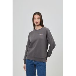Sweatshirt Bench. "REION_SWEATSHIRT", Damen, Gr. 40, schwarz (charcoal), Sweatware, Obermaterial: 60% Baumwolle, 40% Polyester, bedruckt, Rundhals, Rippb&uuml;ndchen, Sweatshirts Sweatshirt
