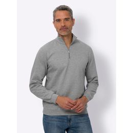 Langarmshirt CLASSIC "Sweatshirt", Herren, Gr. 48/50, grau (hellgrau, meliert), 50% Baumwolle, 50% Polyester, unifarben, Shirts Langarmshirt